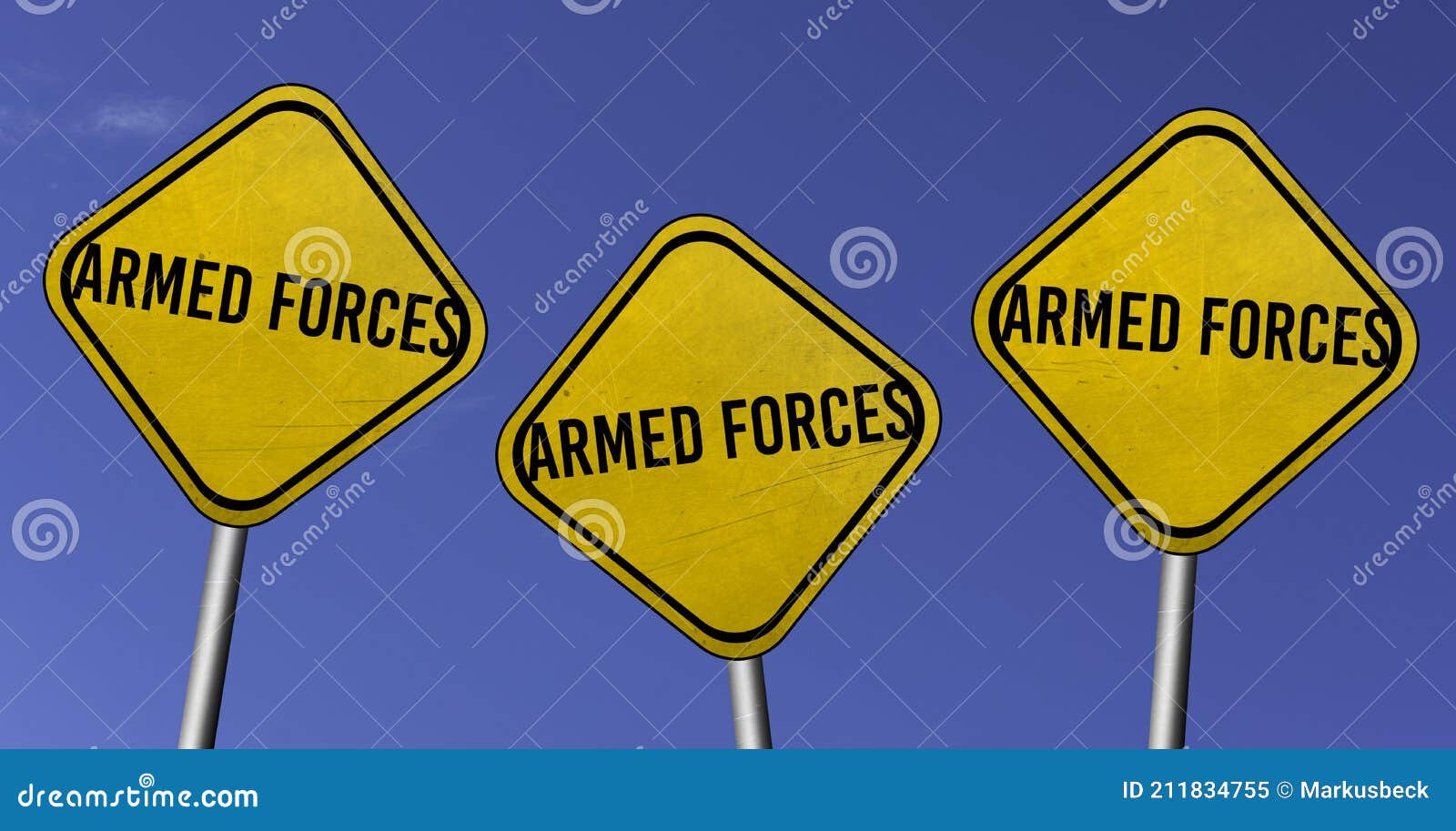Armed Forces Day - Three Yellow Signs with Blue Sky Background Stock ...