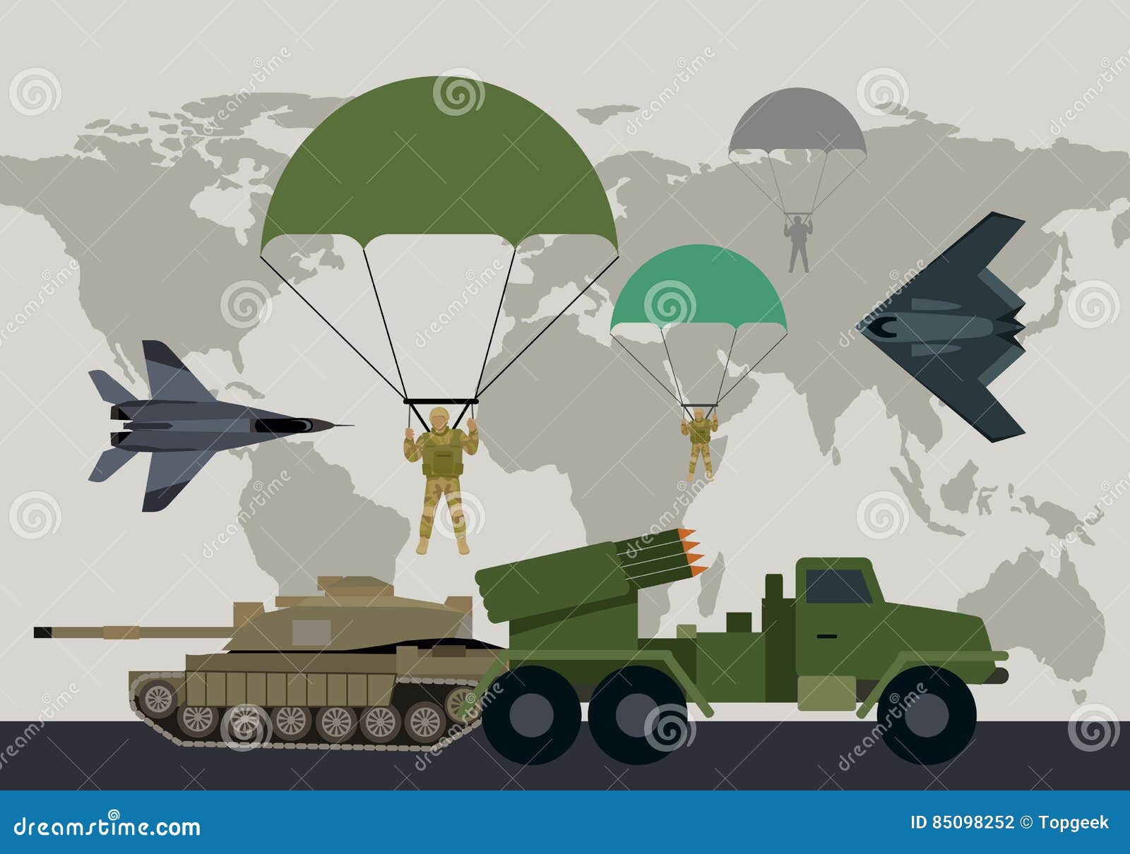 Armed Forces Vector Concept in Flat Design Stock Vector - Illustration ...