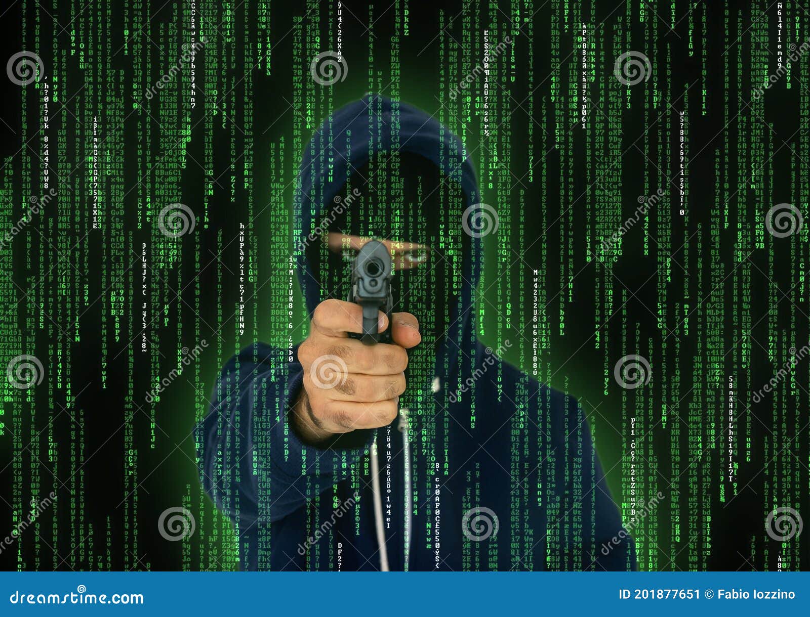 Armed Hacker with Balaclava in Cyber Security Cloud Concept. Internet ...