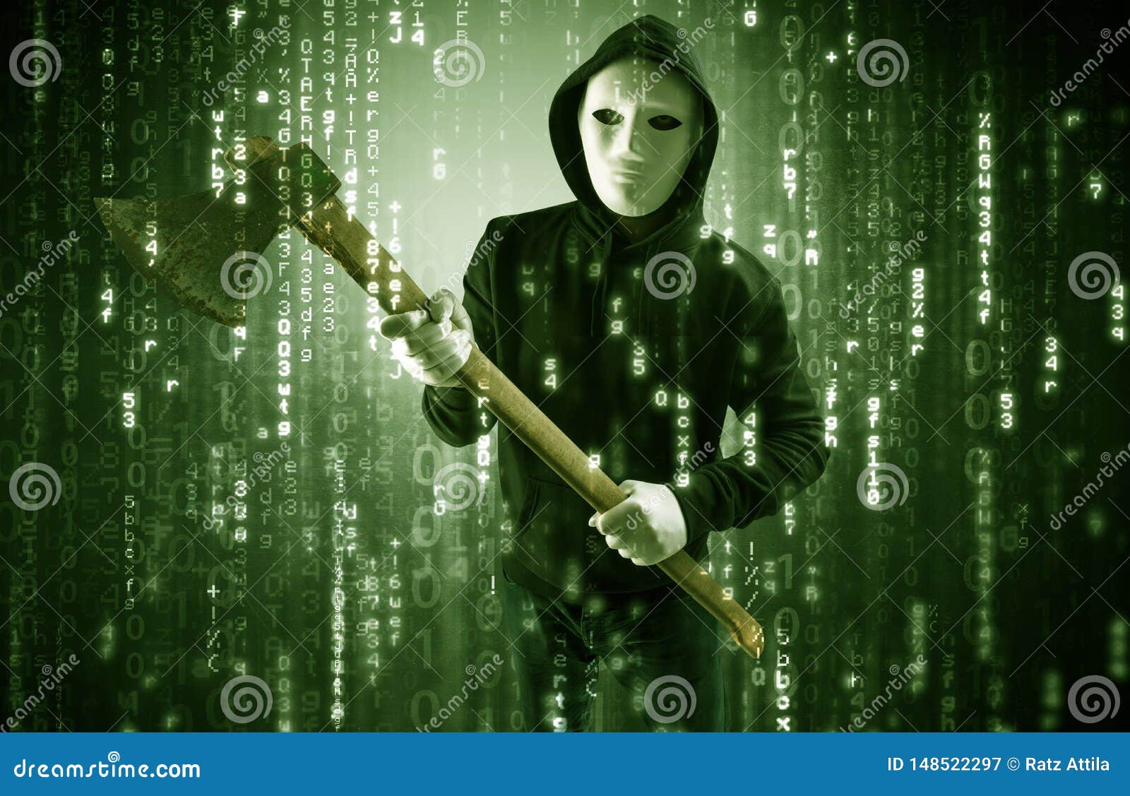 Armed Hacker in Cyber Security Cloud Concept Stock Image - Image of ...