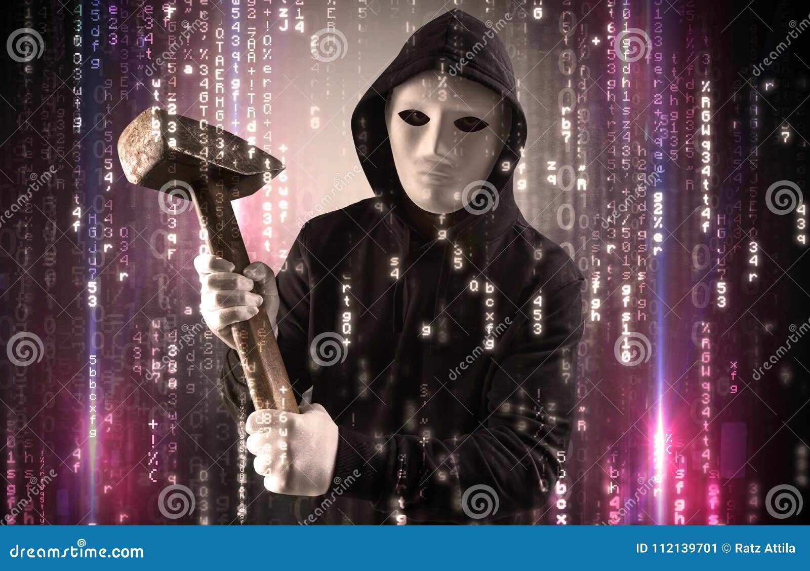 Armed Hacker in Cyber Security Cloud Concept Stock Image - Image of ...