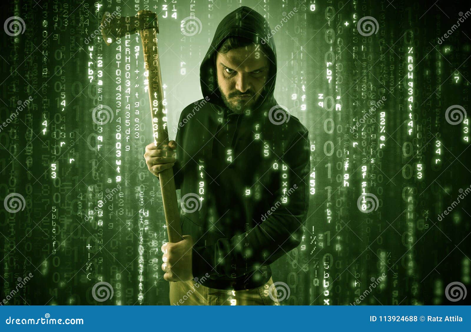Armed Hacker in Cyber Security Cloud Concept Stock Photo - Image of ...
