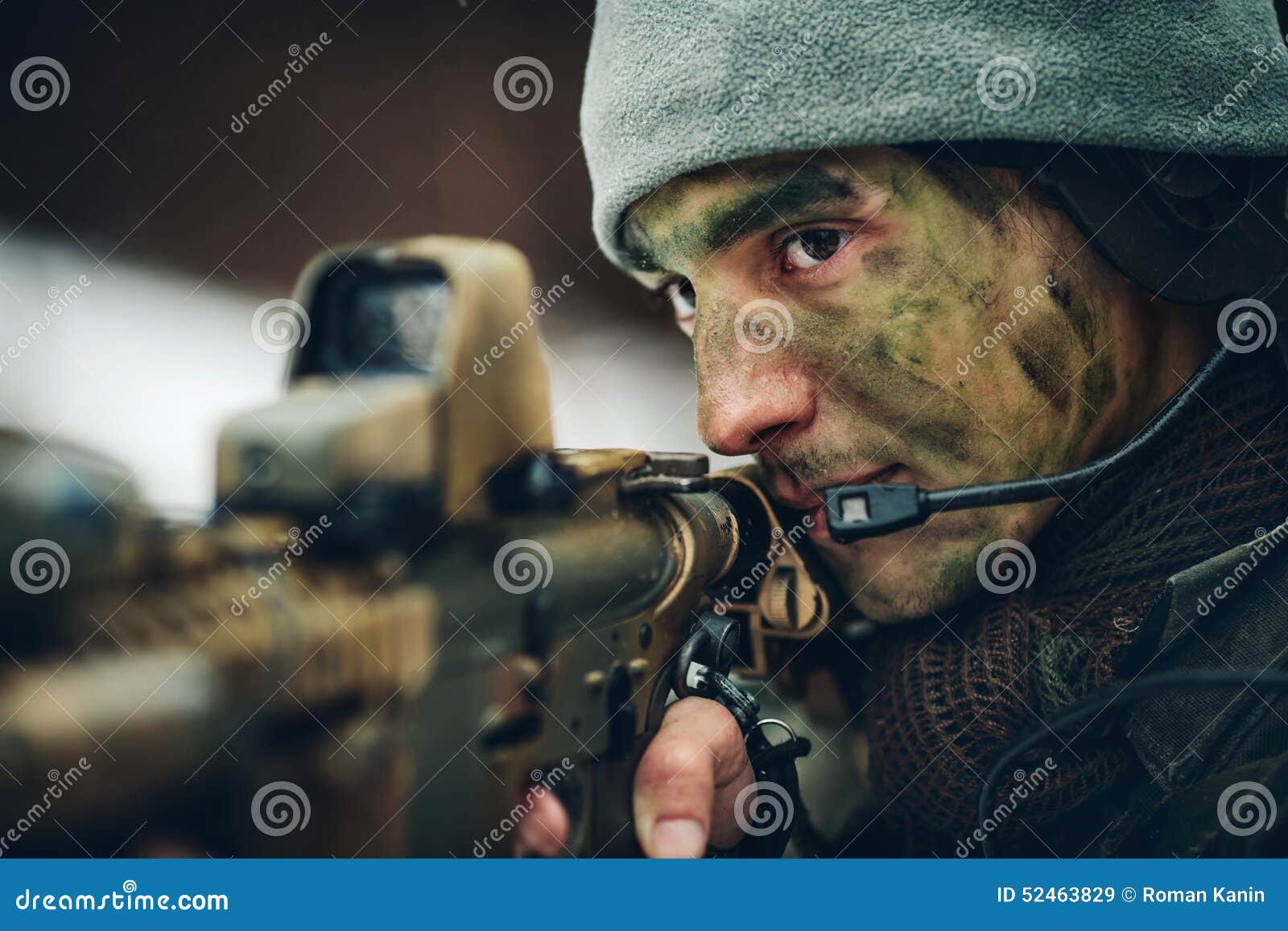 Armed Man in Camouflage with Sniper Gun Stock Image - Image of hunting ...