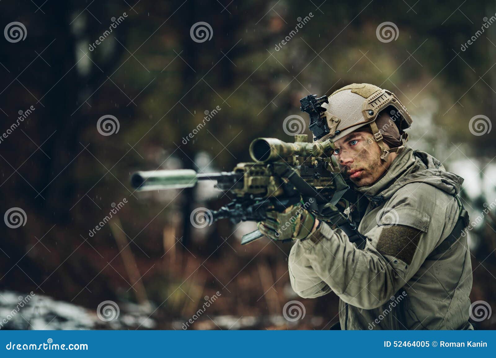 Armed Man in Camouflage with Sniper Gun Stock Image - Image of military ...