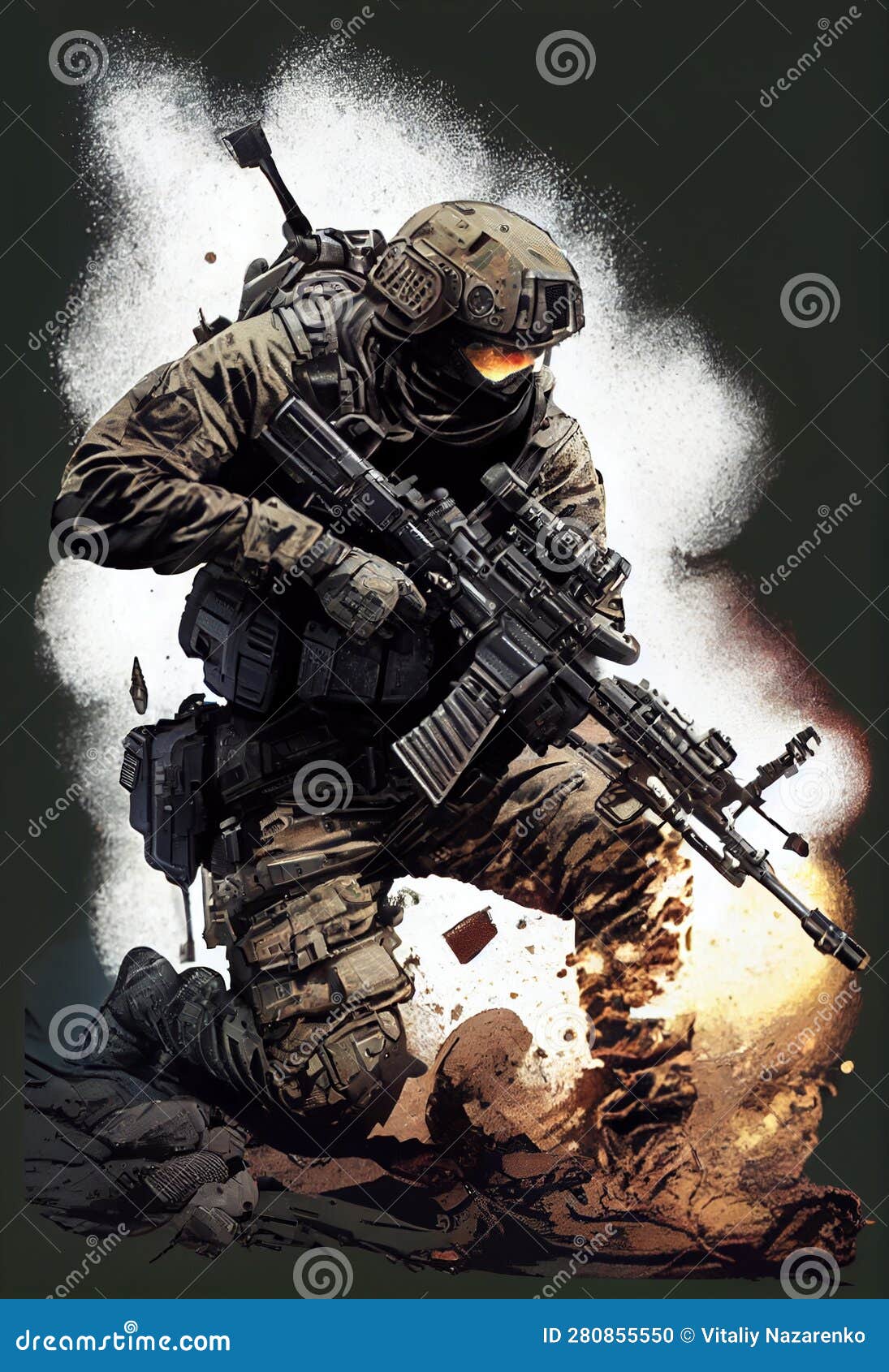 Armed Man in Special Uniform. AI Generated. Stock Illustration ...