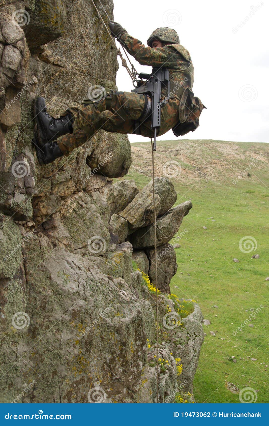 Armed Military Alpinist Climbing Stock Photo - Image of climb, moving ...