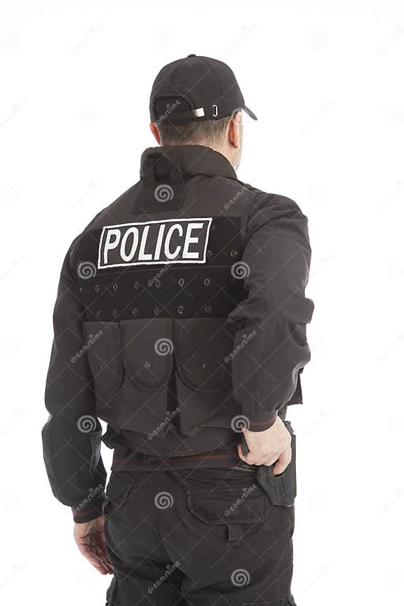 The Armed Person with the Gun. Stock Photo - Image of police, black ...