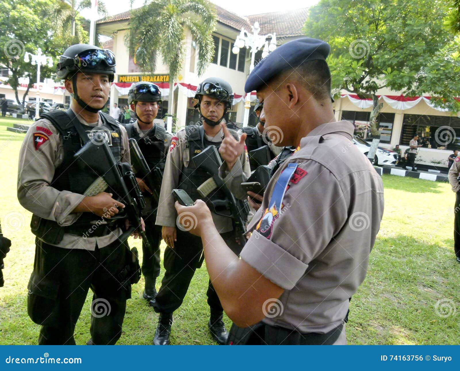 Armed police editorial photo. Image of police, indonesia - 74163756