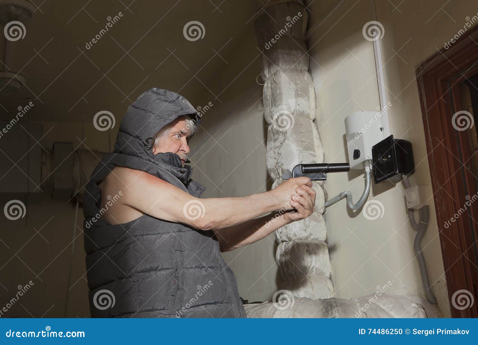 Armed Robber with a Gun in the Attic Stock Photo - Image of robber ...