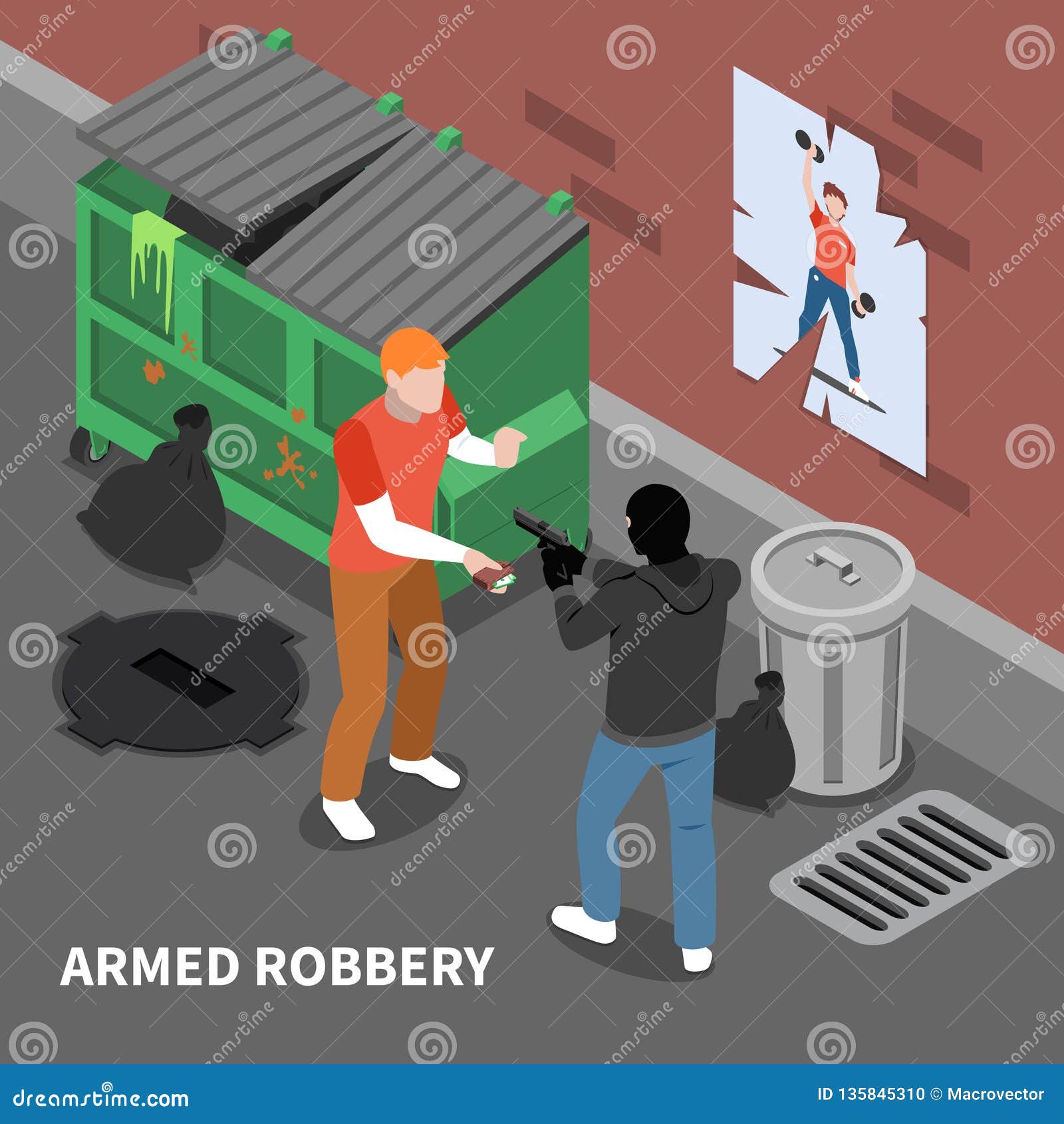 Armed Robbery Isometric Composition Stock Vector - Illustration of ...