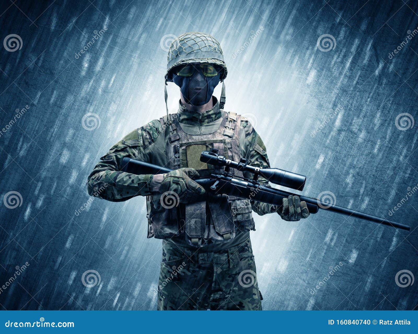 Soldier Standing in Rainy Weather Stock Photo - Image of fire, guardian ...