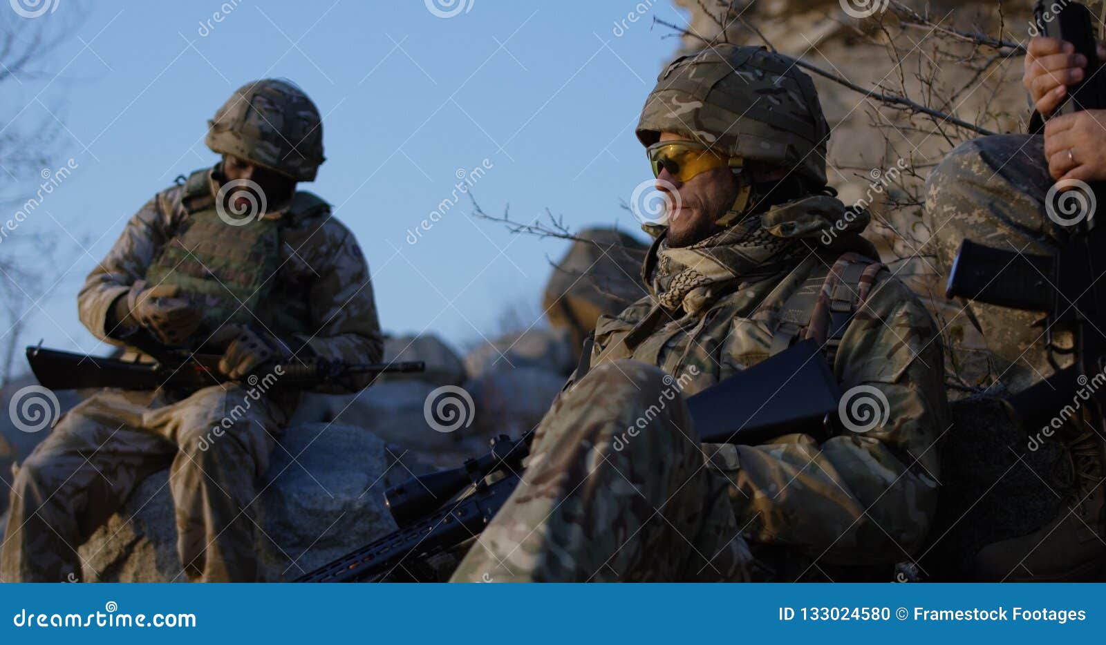 Armed Soldiers Checking Their Equipment Stock Photo - Image of squad ...