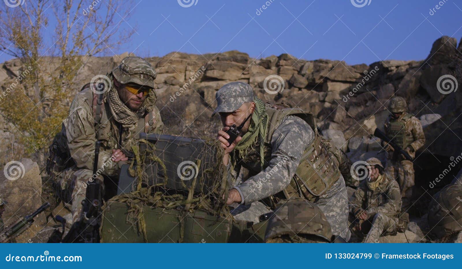 Armed Soldiers Looking at a Computer Stock Image - Image of fight, army ...