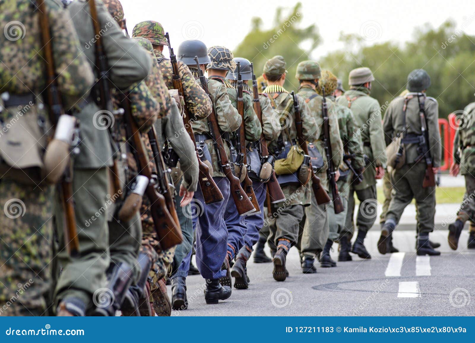 Armed Soldiers from the Second World War, View from the Back. Editorial ...