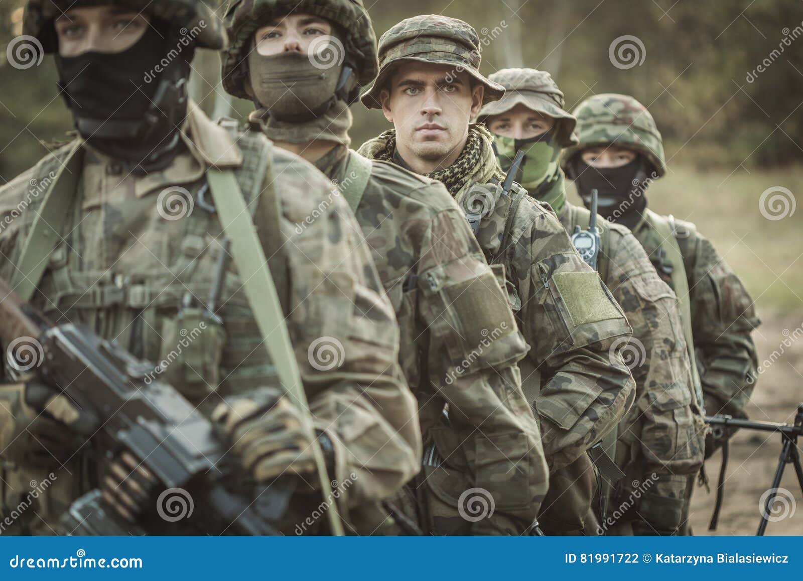 Armed Young Masked Soldiers Stock Photo - Image of soldier, training ...