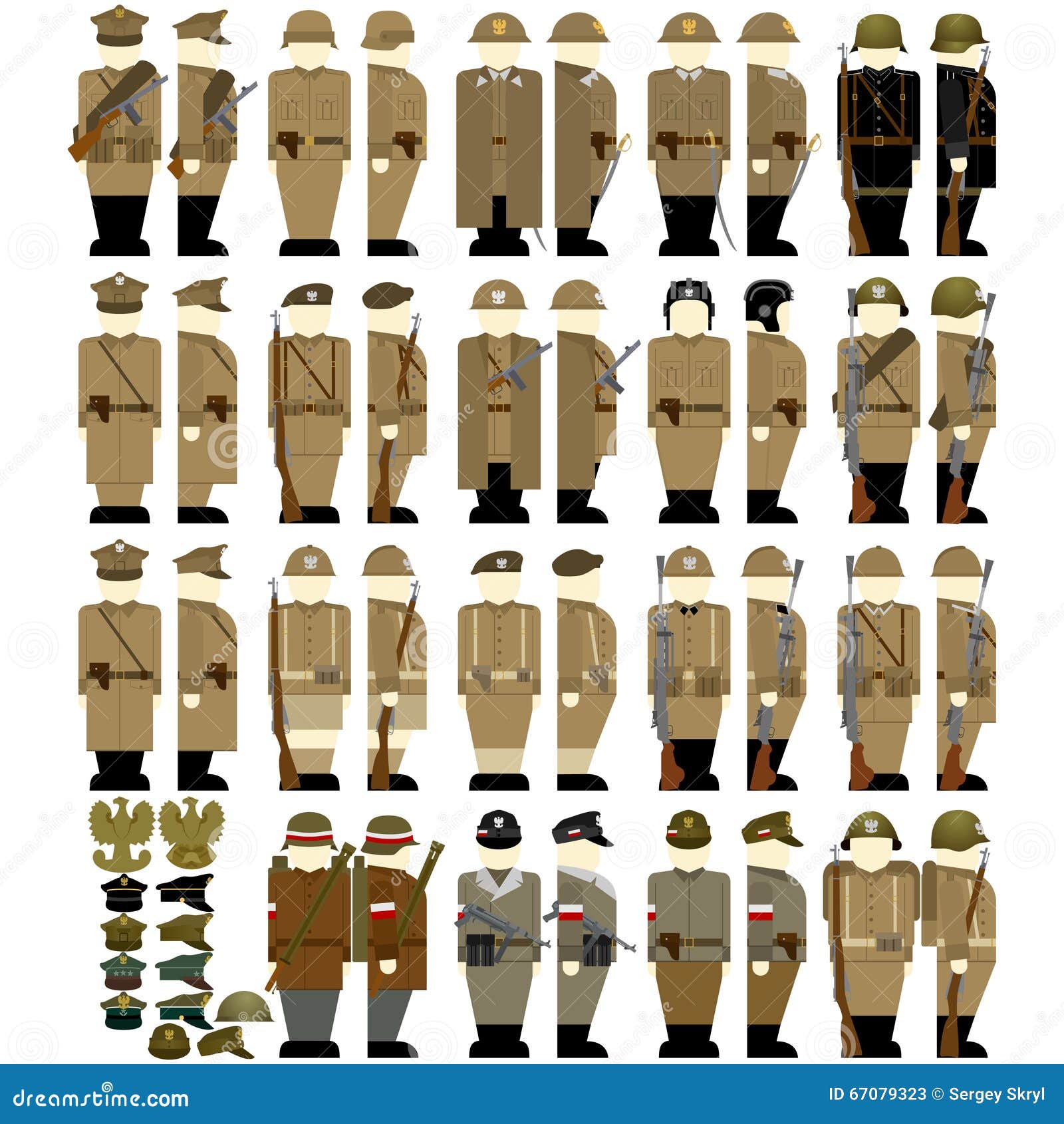Armee-Uniformen in Polen 1939-45 Vektor Abbildung - Illustration von ...