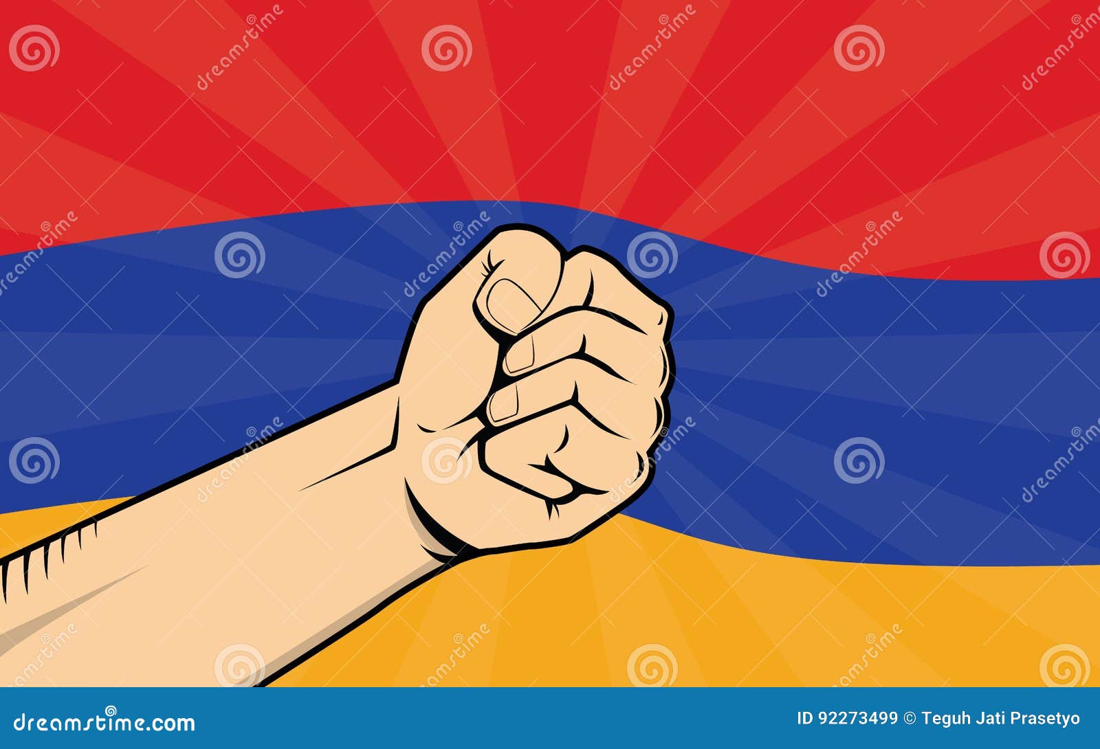 Armenia Fight Protest Symbol with Strong Hand and Flag As Background ...
