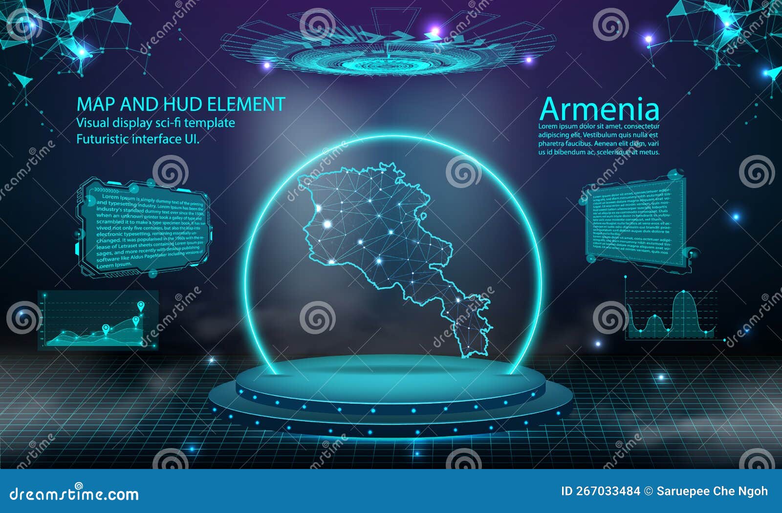 Armenia Map Light Connecting Effect Background. Abstract Digital ...