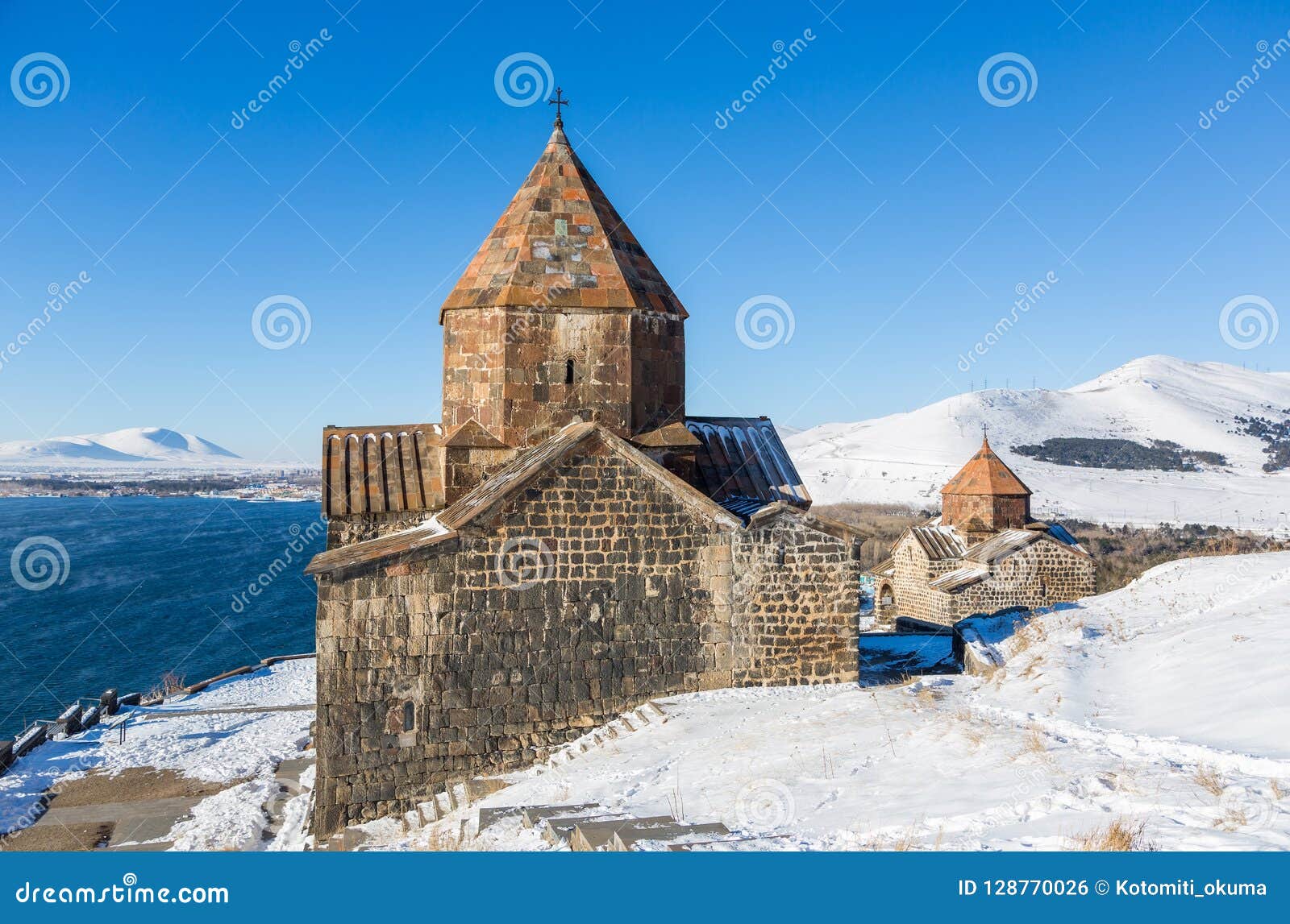 Armenia.Sevan Temple Complex on Lake Sevan Stock Photo - Image of monastery, snow: 128770026
