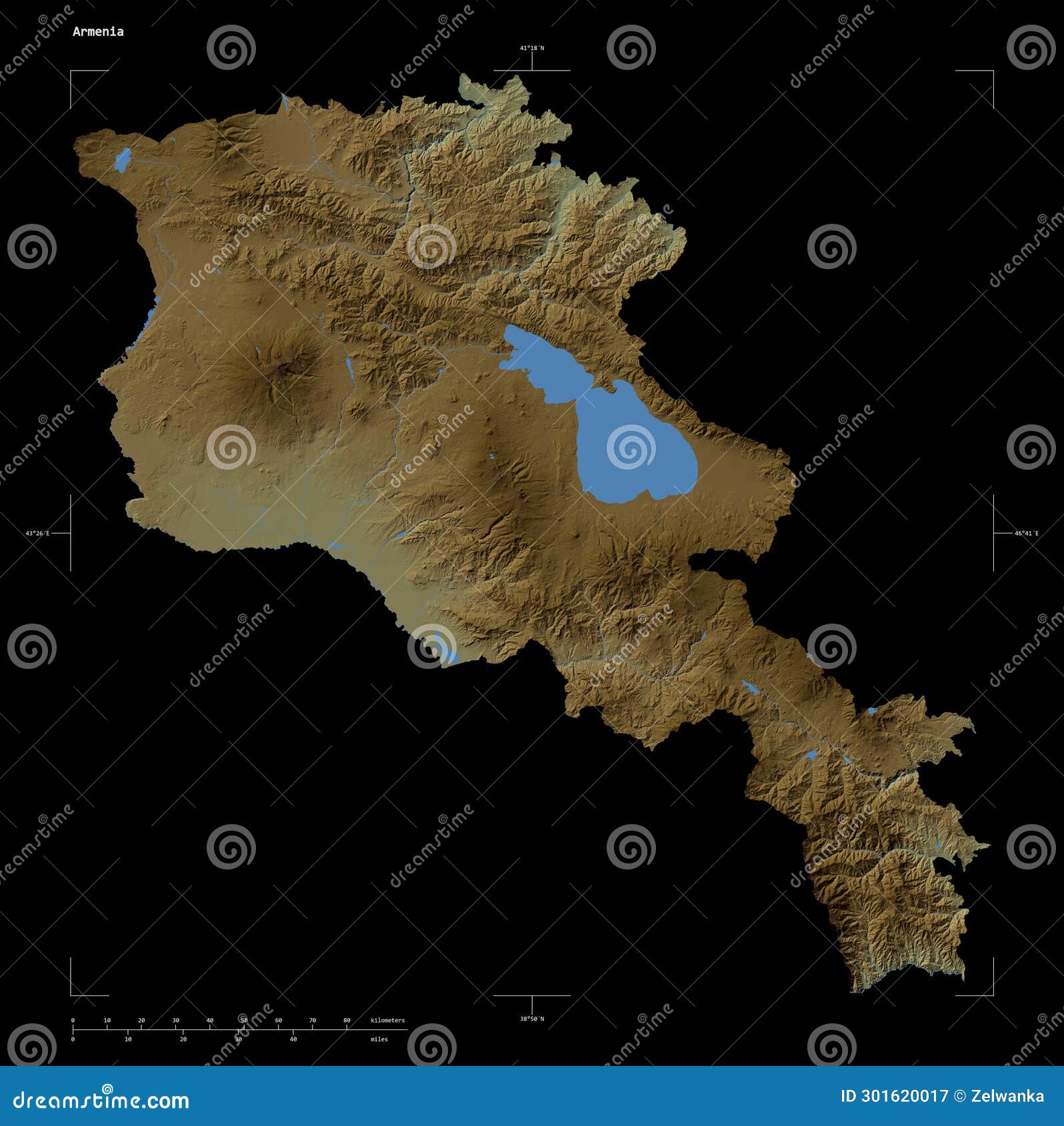 Armenia Shape on Black. Physical Stock Illustration - Illustration of black, region: 301620017