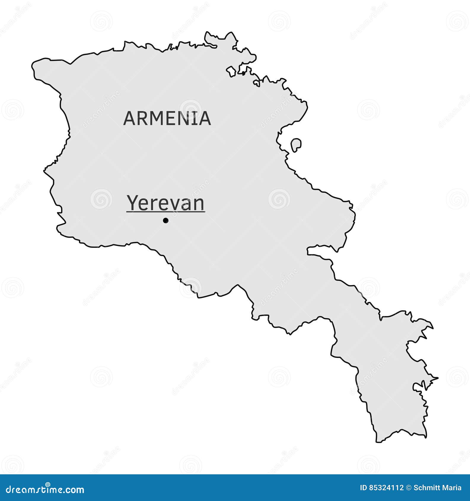 Armenia Silhouette Map with Yerevan Capital Stock Vector - Illustration ...