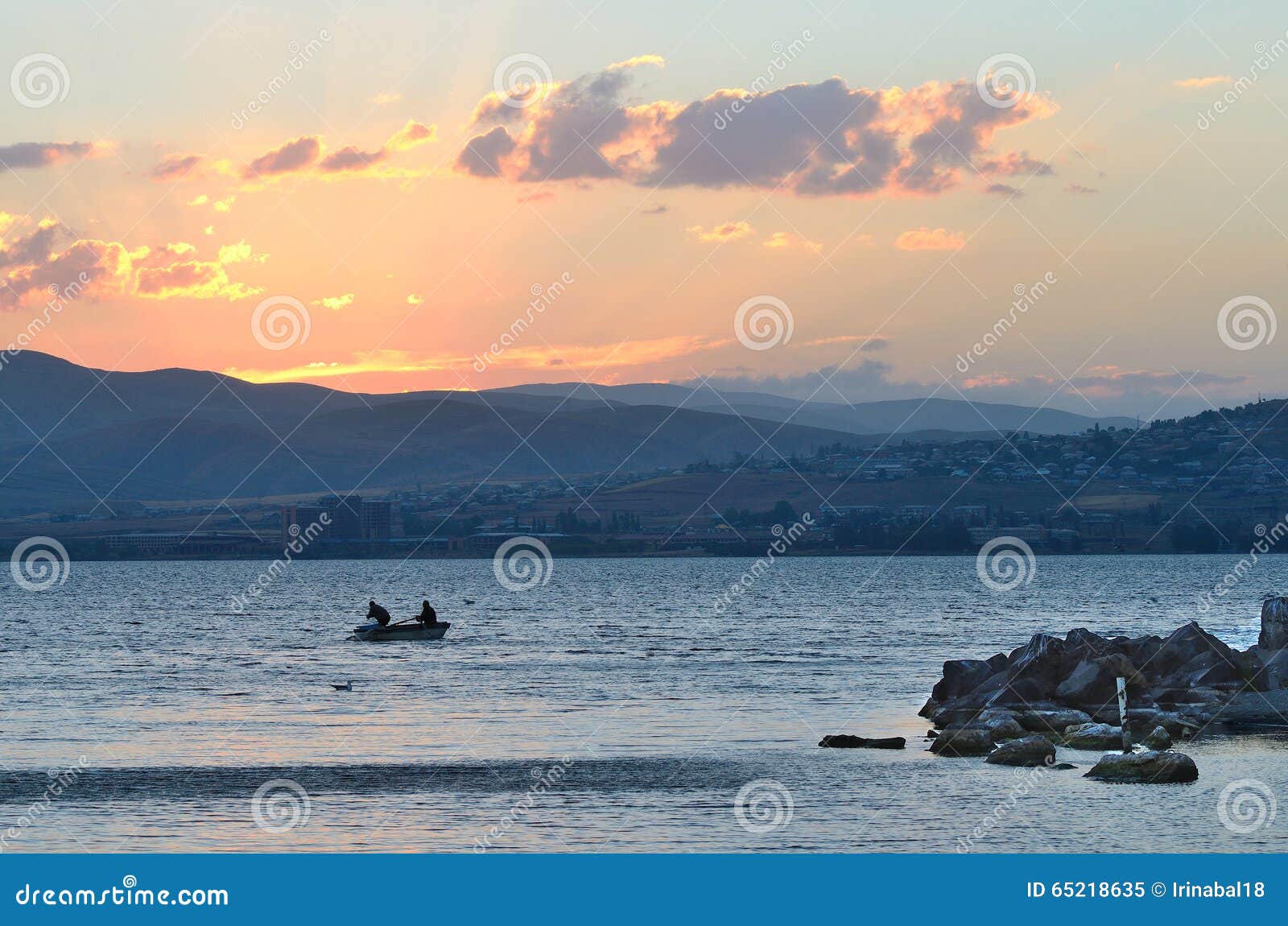 Armenia, the Sunset Over the Lake Sevan Stock Image - Image of summer, pond: 65218635