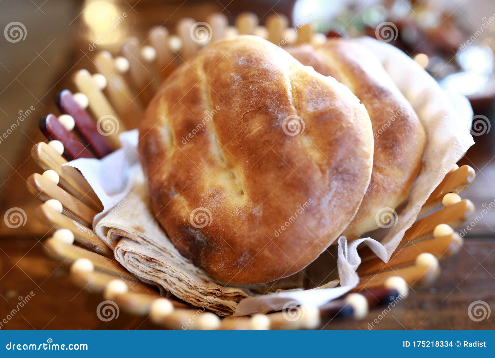 Armenian bread in basket stock photo. Image of lavash - 175218334