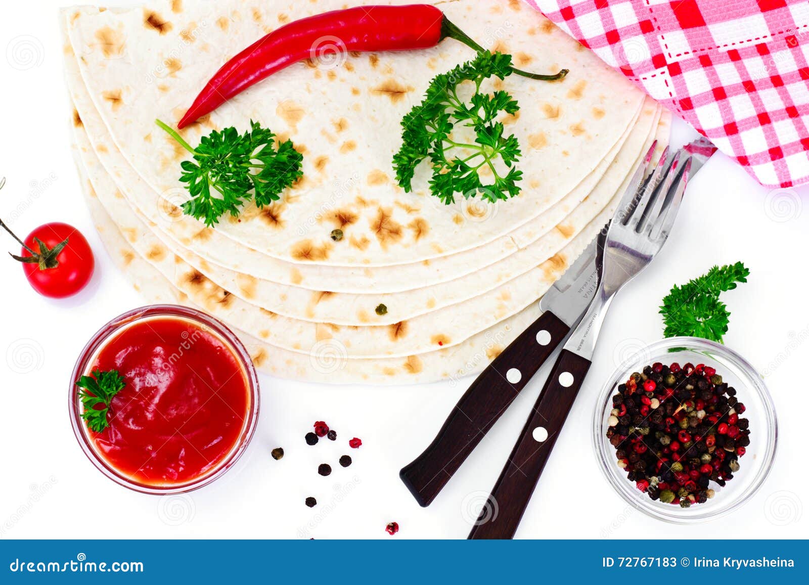 Armenian Lavash with Tomato Adzhika Stock Image - Image of adzhika ...