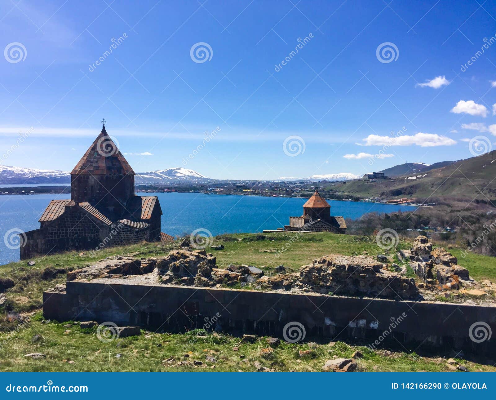 Armenian Monastery of Sevanavank at Lake Sevan in Spring Stock Photo ...