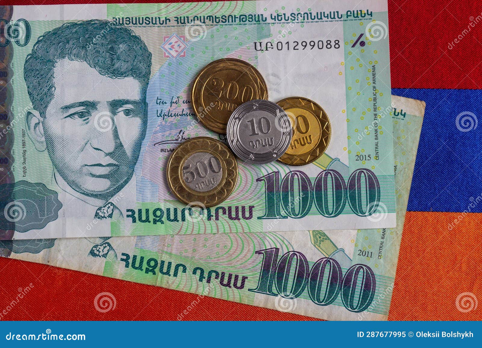 Armenian National Currency Dram Banknotes and Coins Stock Image - Image ...