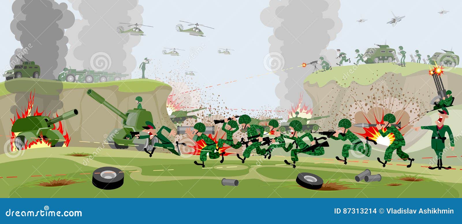 Armies on battlefield stock vector. Illustration of machine - 87313214