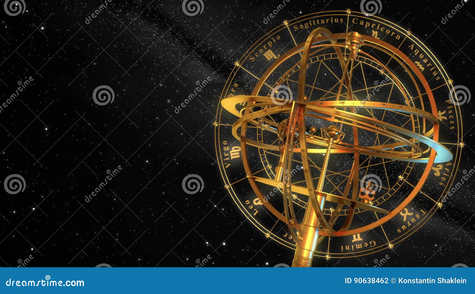 Armillary Sphere Zodiac Signs Black Background Stock Video Footage by ...