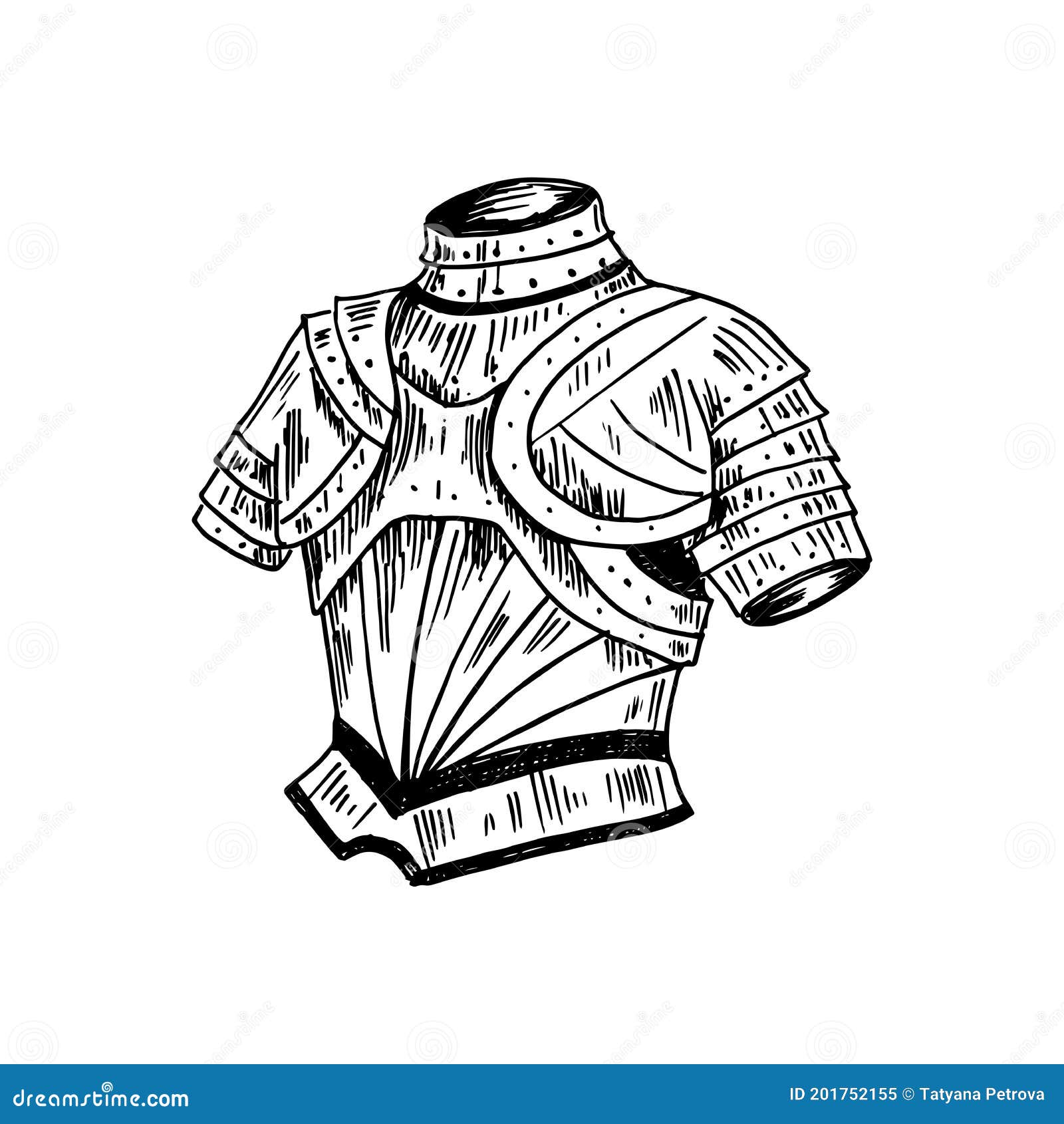 Armor. Hand-drawn Sketch. Black and White Stock Vector - Illustration ...