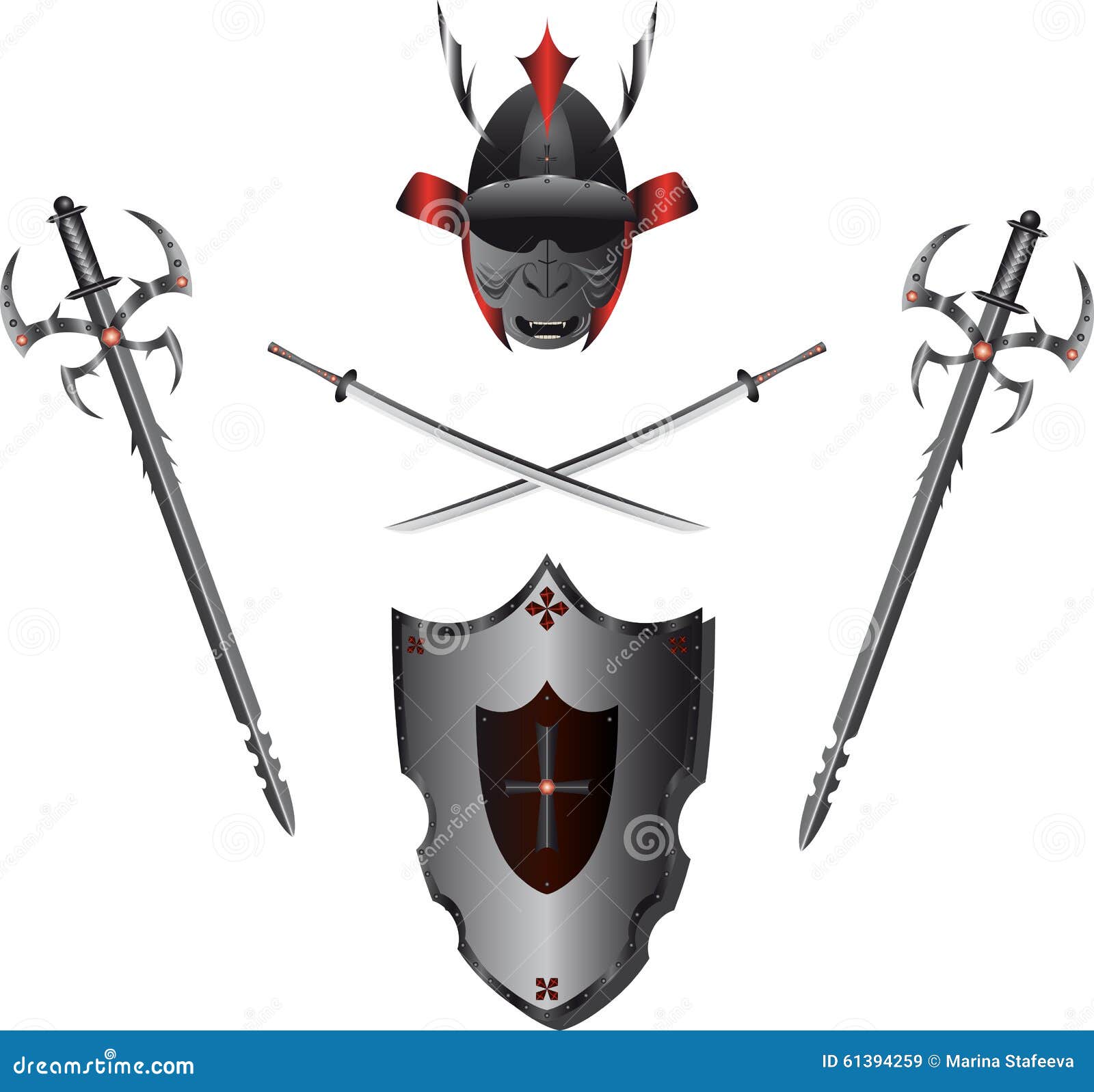 Red Armor Samurai Vector Illustration | CartoonDealer.com #29018412
