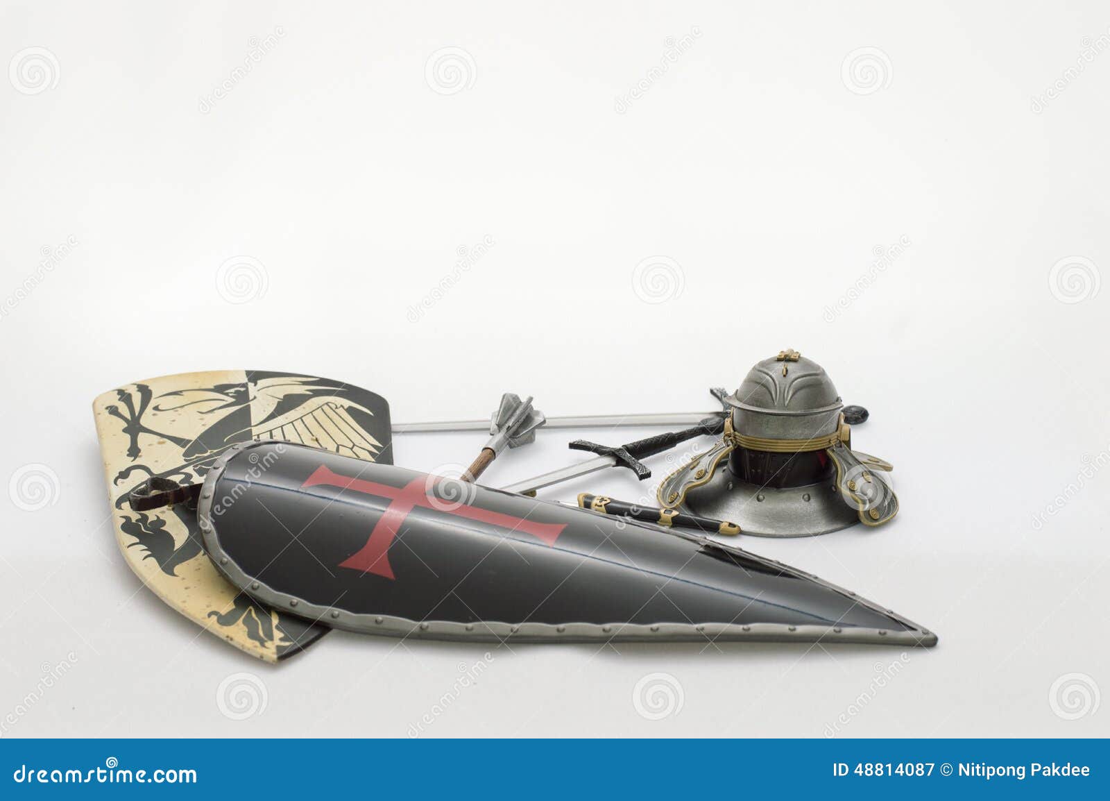 Toy Armour Sword Helmet of Knight Templar White Background Stock Image ...