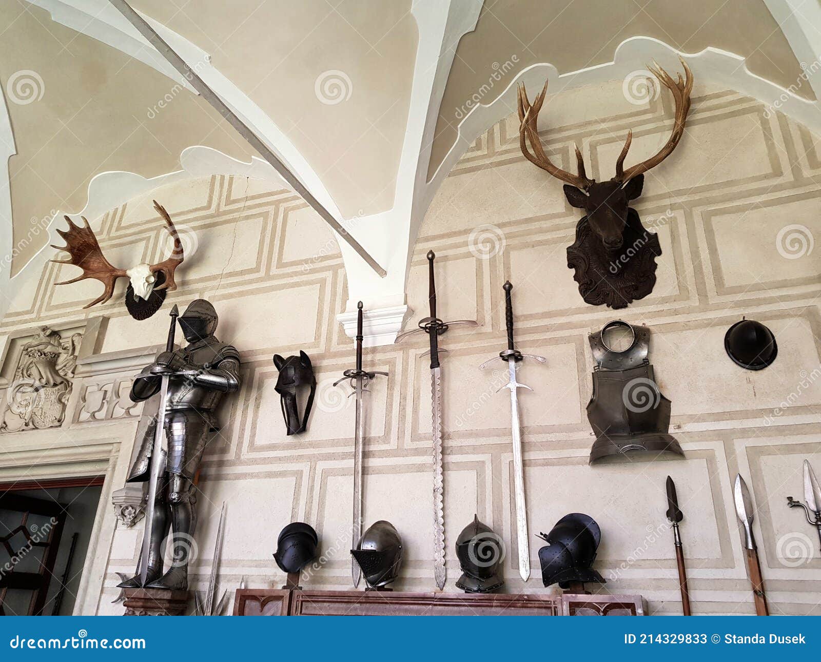 Armor, Weapons and Trophies Stock Image - Image of ceiling, statue ...