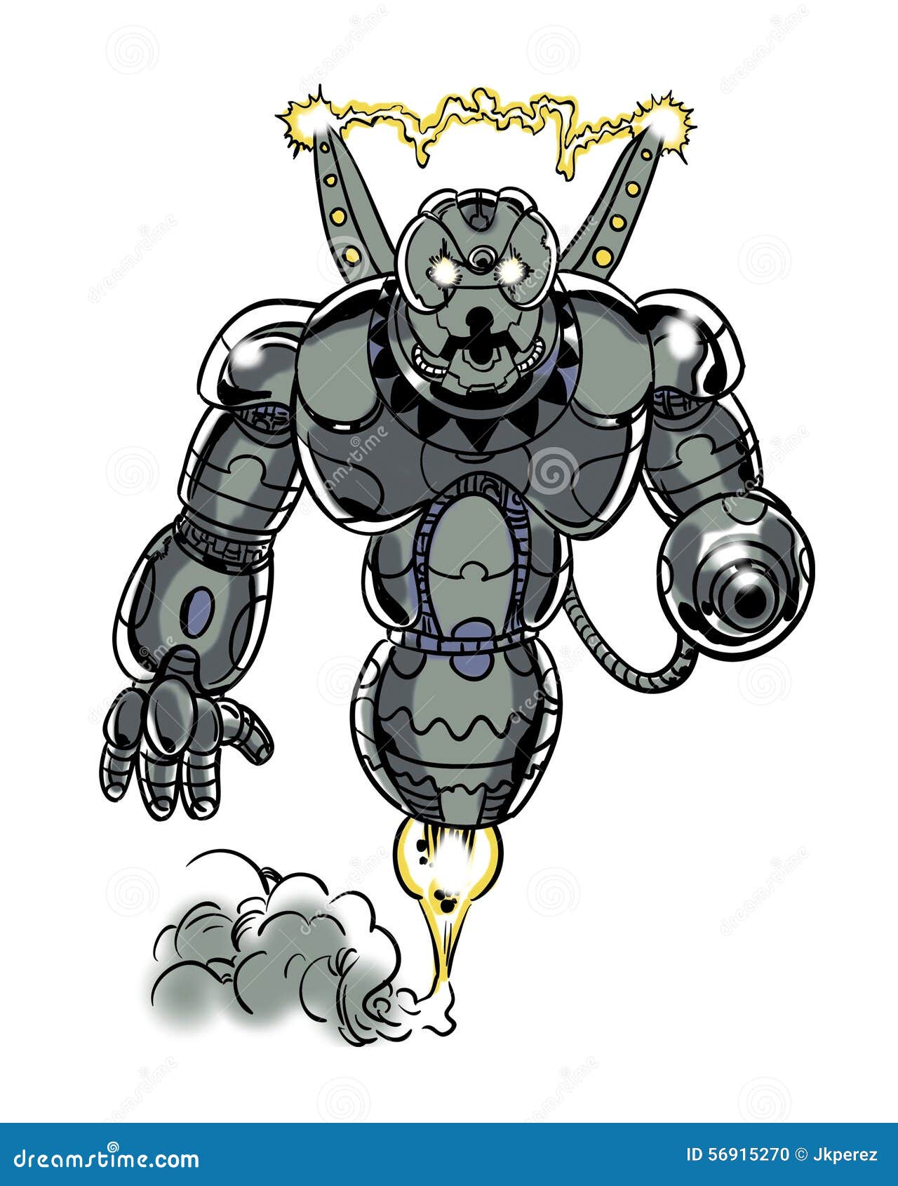 Armored Comic Book Illustrated Character Sentry Robot Stock ...