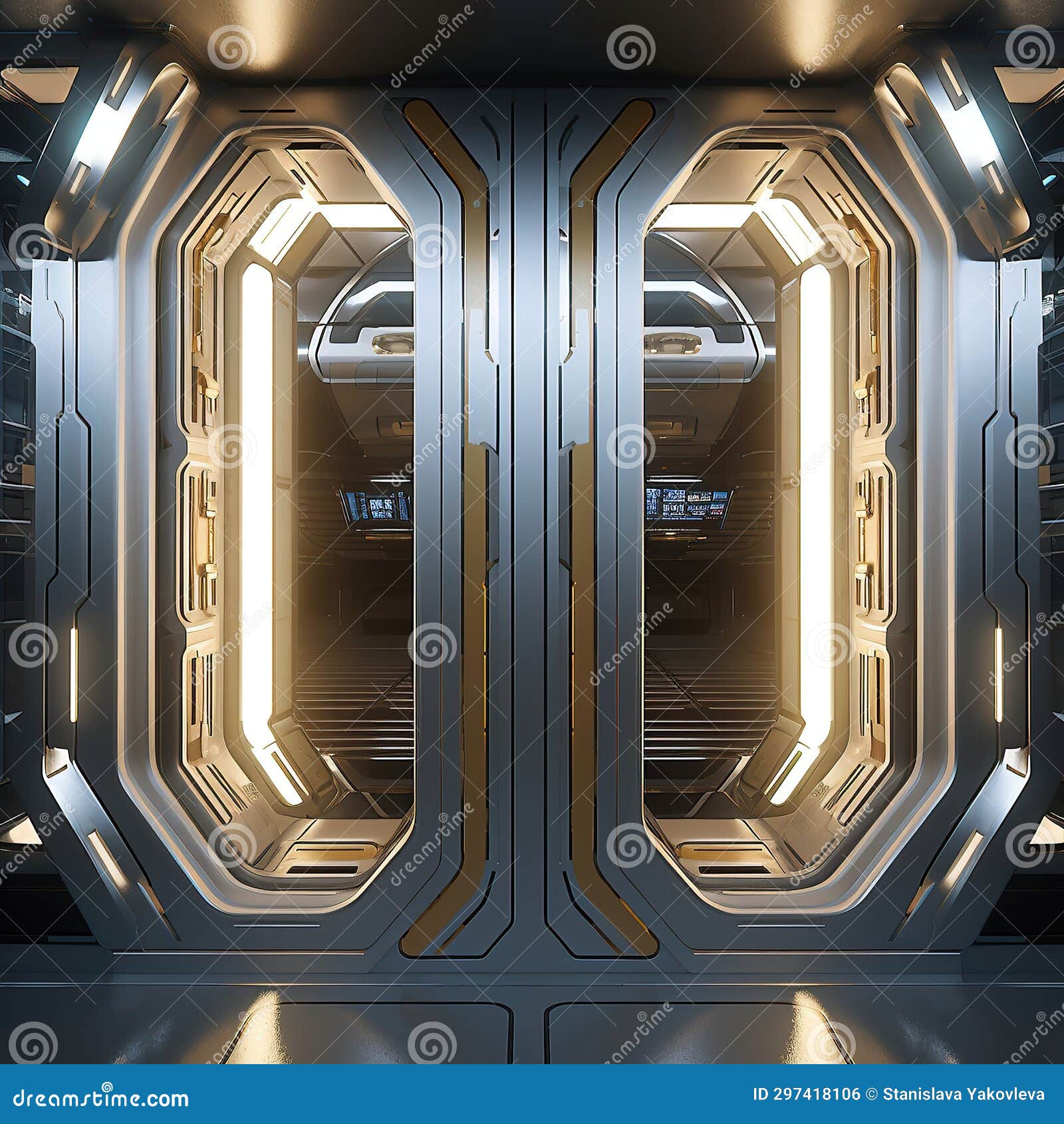 Armored Gates on a Spaceship. Generative AI Stock Photo - Image of ...