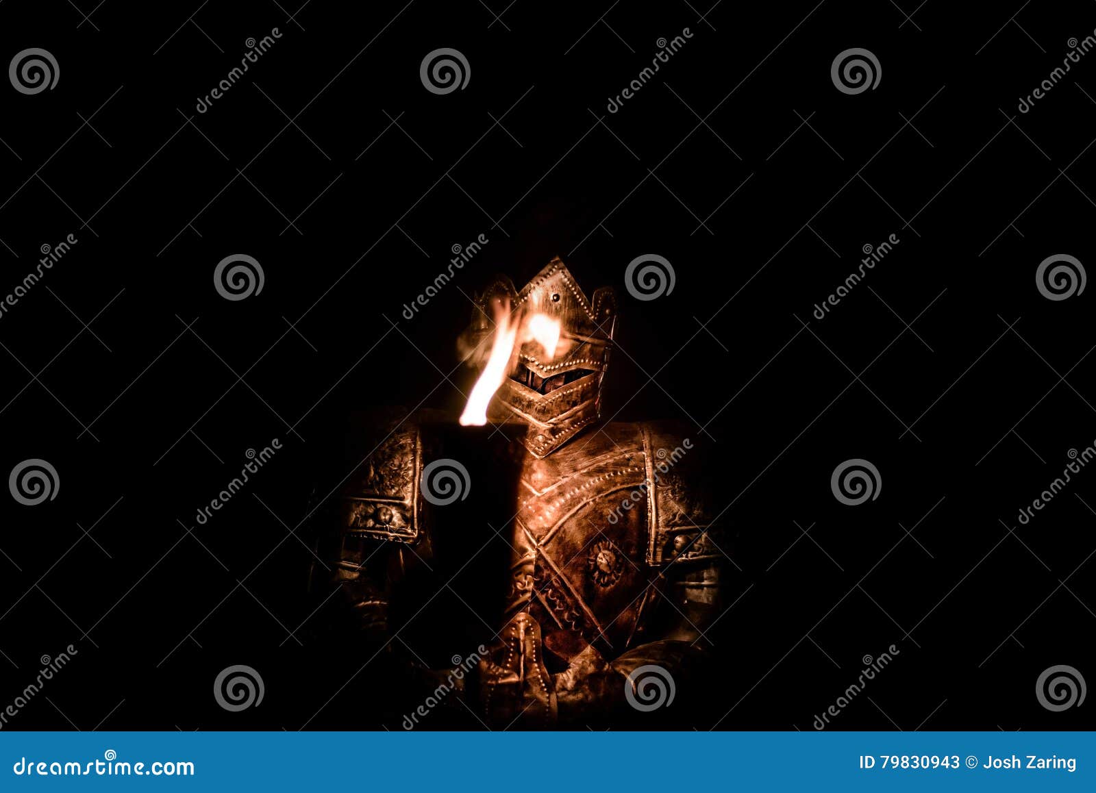 Knight With A Torch At Night On A Wall Background Stock Photo ...