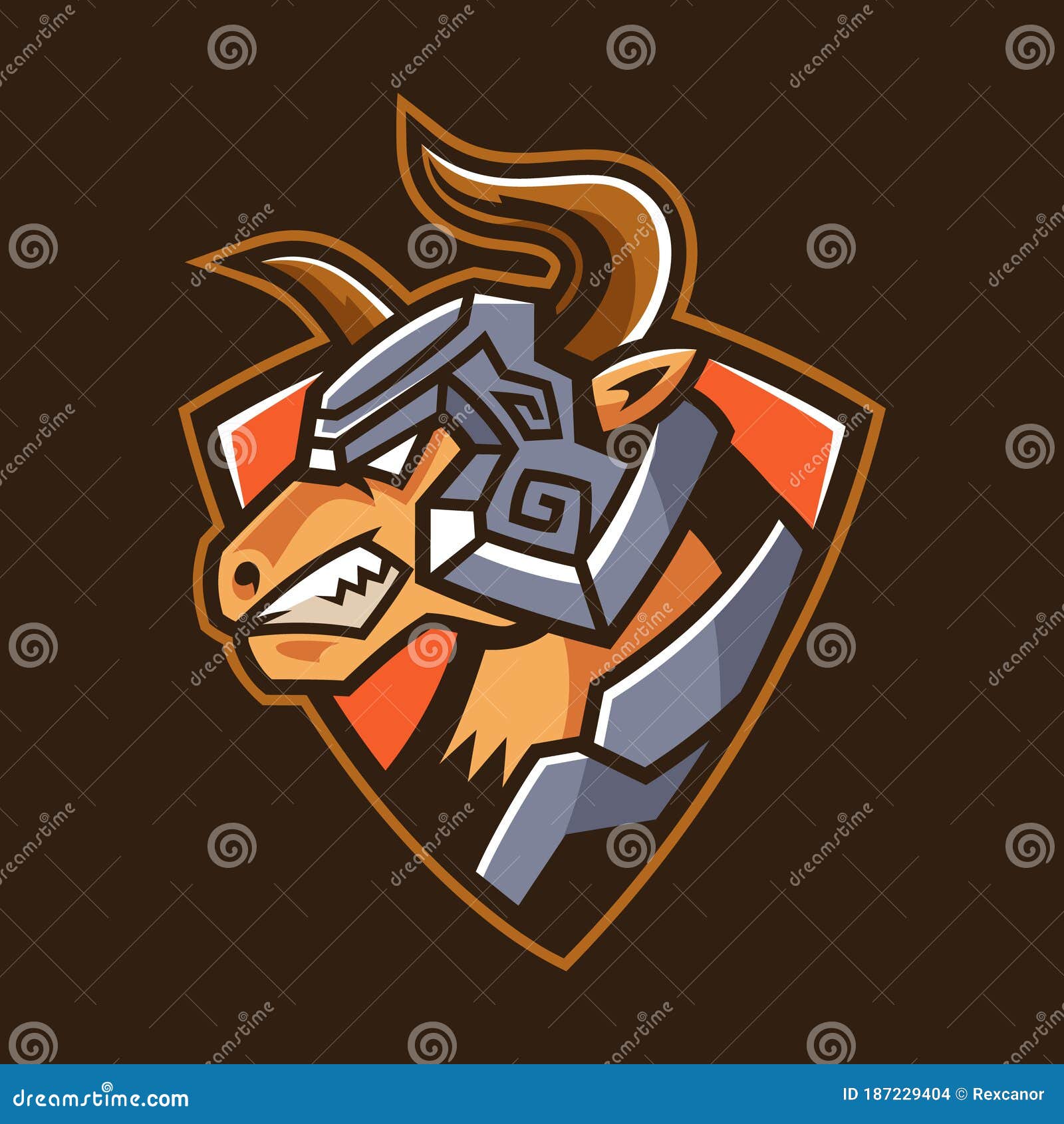Taurus Armored Mascot Cartoon Vector | CartoonDealer.com #192054197