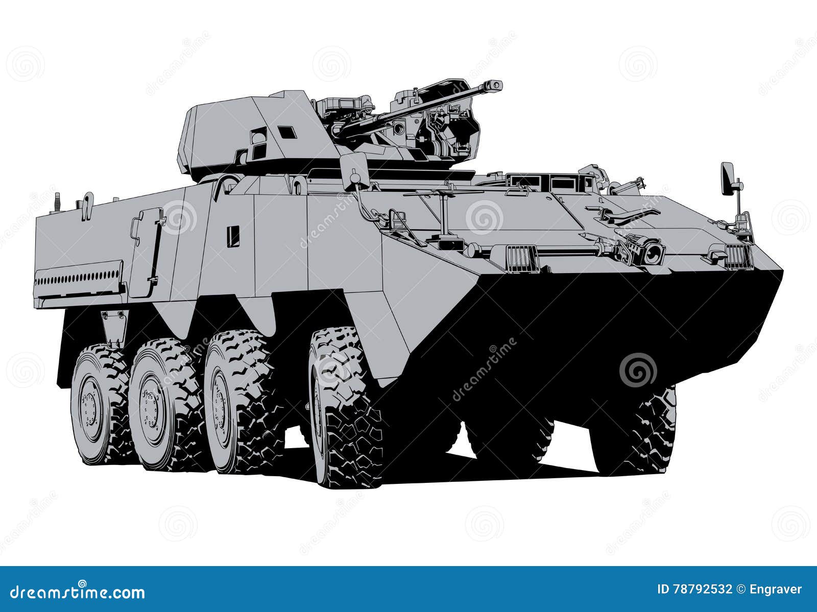 Armored Personnel Carrier For Military Operations. Flat Vector ...
