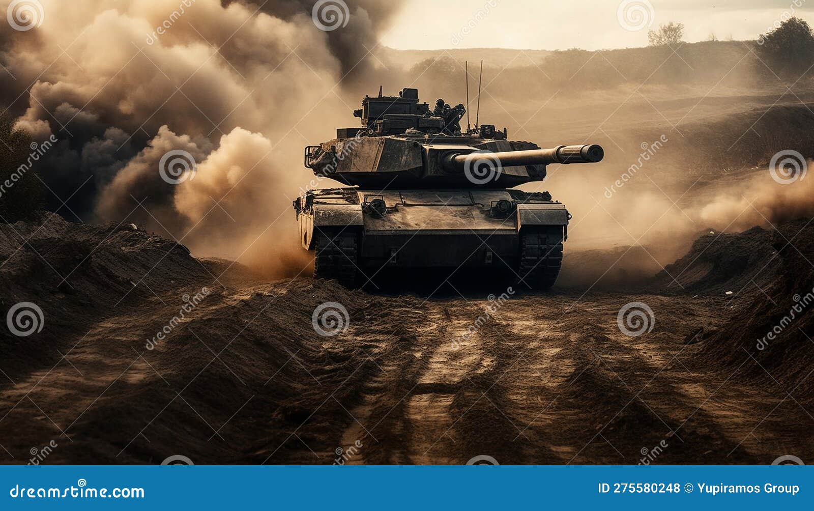 Armored Tank Explodes on Battlefield, Causing Destruction Generated by ...