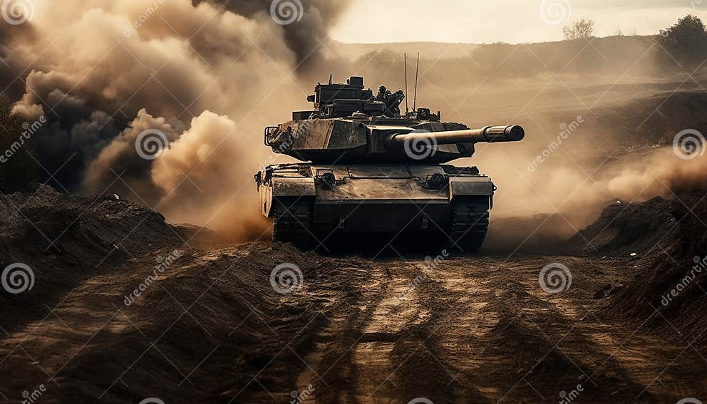 Armored Tank Explodes on Battlefield, Causing Destruction Generated by ...