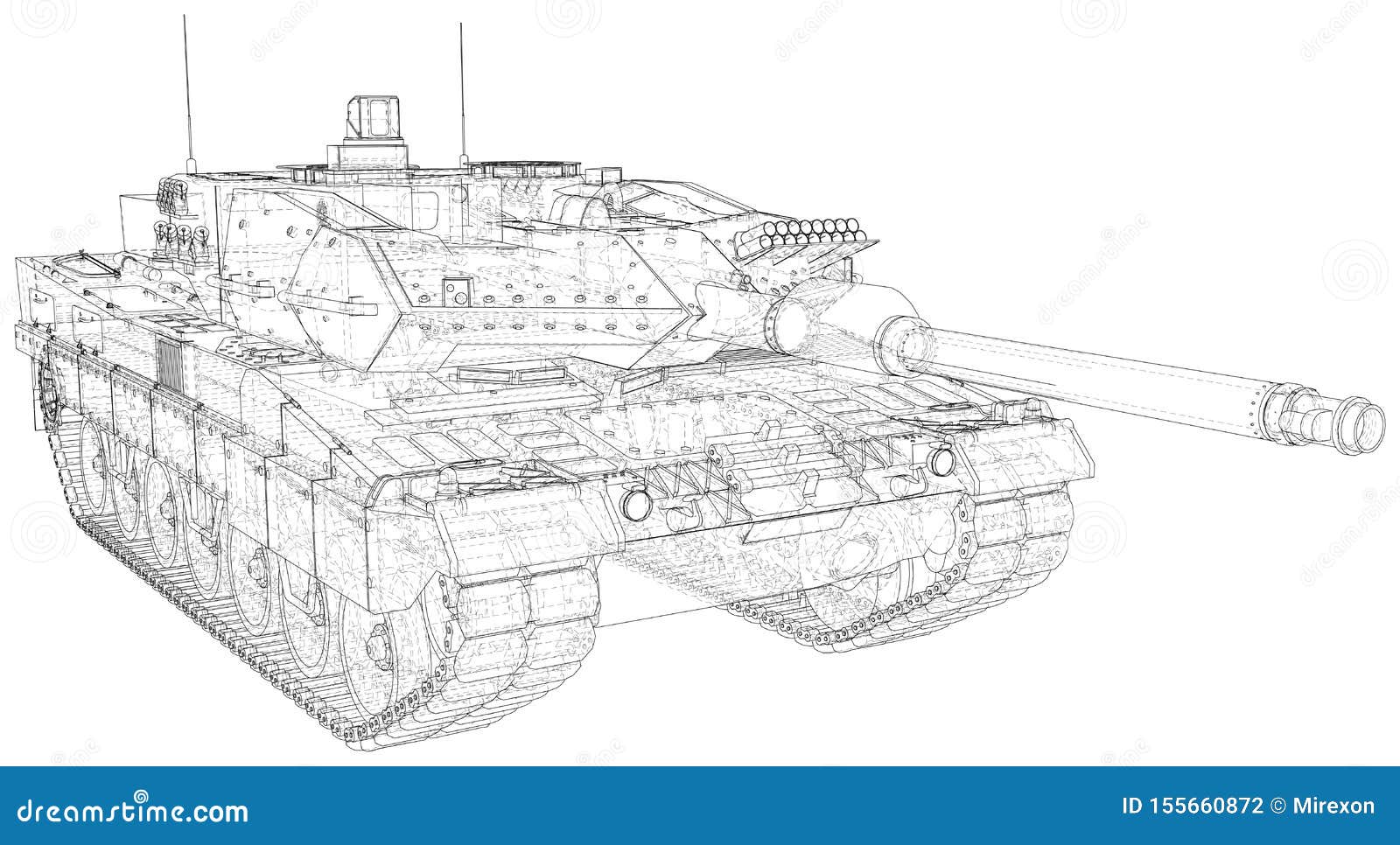 Armored Tank Technical Wire-frame. Vector Rendering of 3d Stock Vector ...