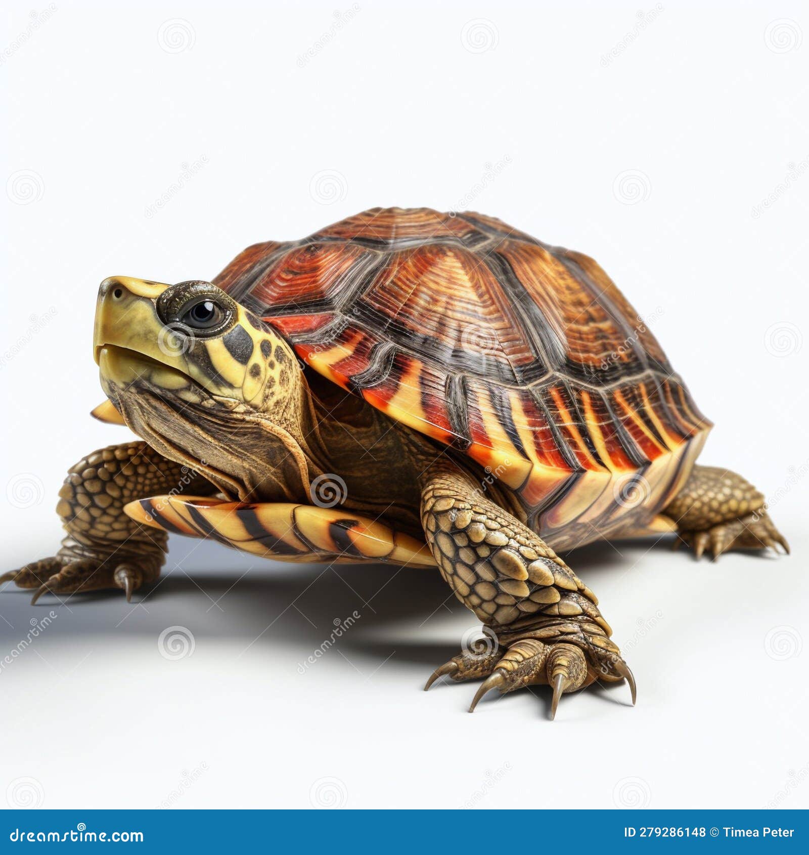 Armored and Unique: a Stunning Portrait of a Turtle on White Background ...