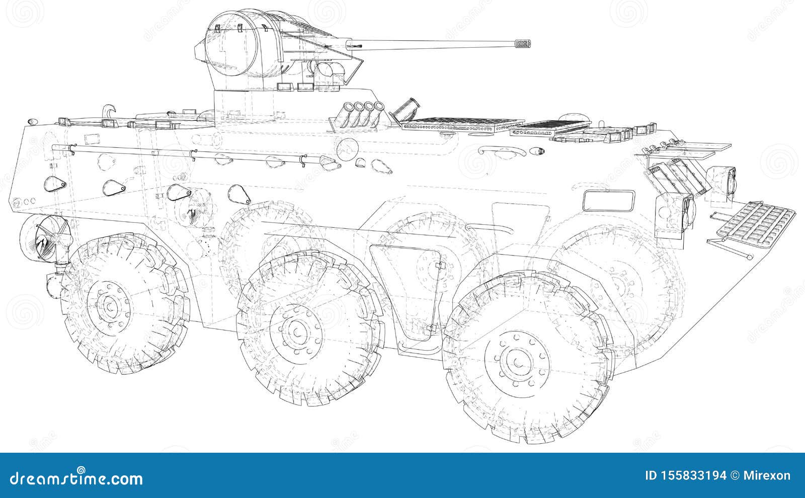 Armored Vehicle Technical Wire-frame. Vector Rendering of 3d Stock ...