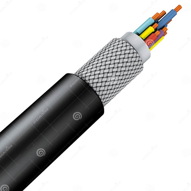 Armoured braid cable stock illustration. Illustration of copper - 16116539