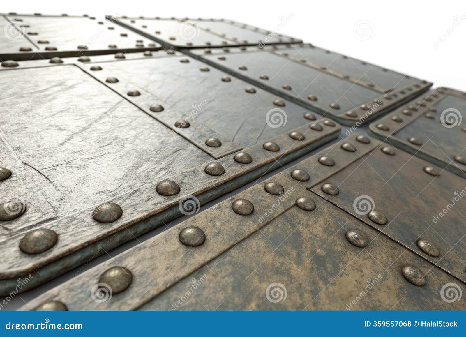 Armoured Metal Plates with Rivets Background or Texture 3D Illustration ...