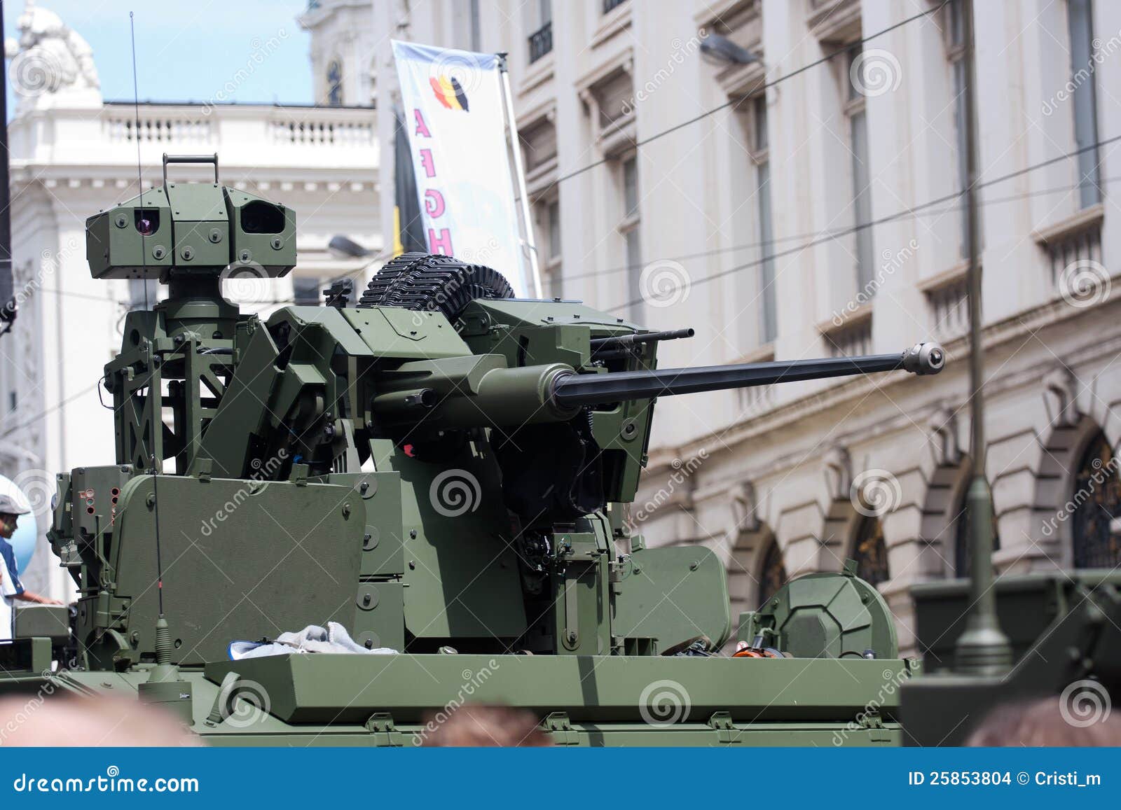 Armoured Vehicle Damaged By A Shell. A Trace From A Shell Hitting An ...
