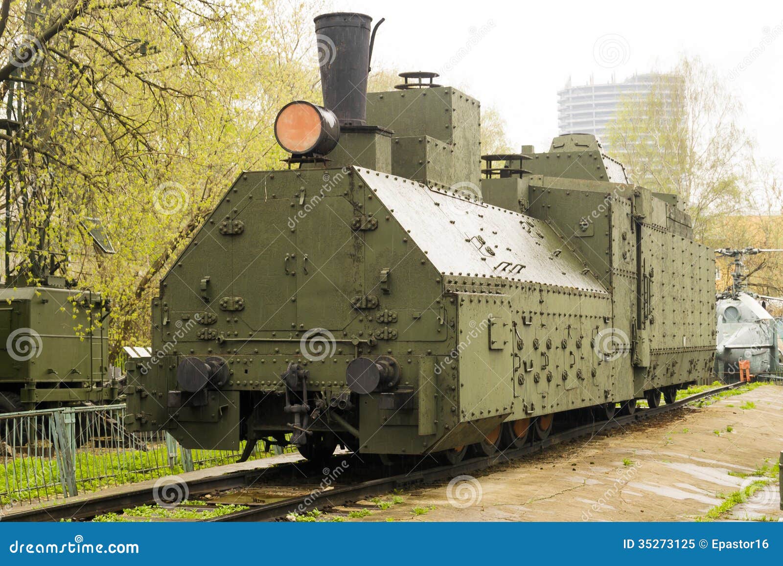 Armoured WWII Russian Locomotive Front Left View Stock Image - Image of ...